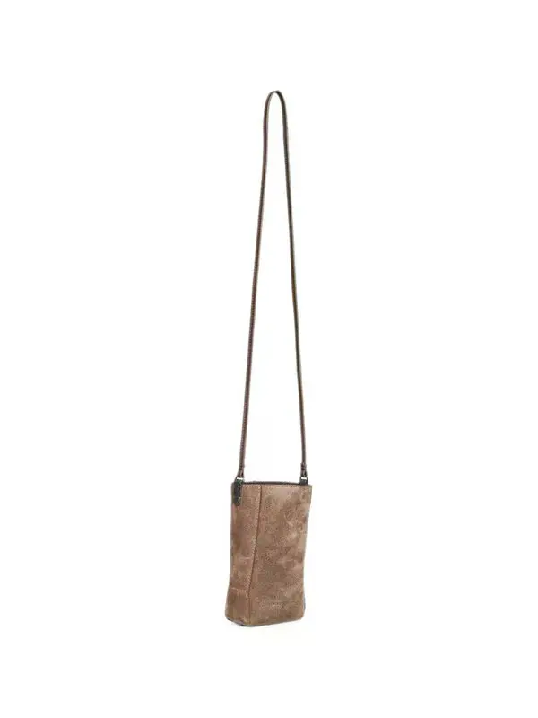 Brunello Cucinelli Suede Monili-embellished Cross Body Bag - Brown