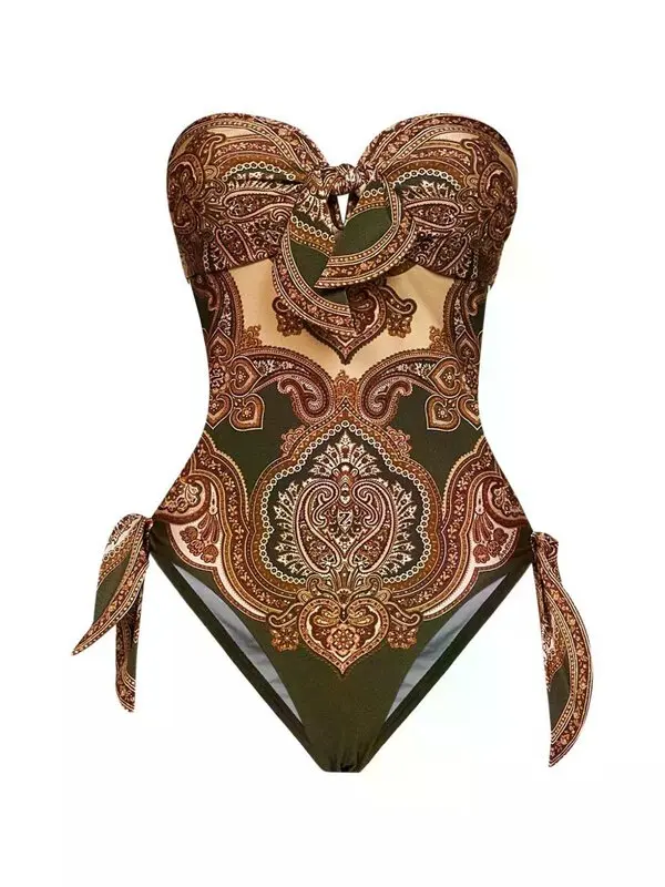 Zimmermann Paisley-print Cut-out Swimsuit