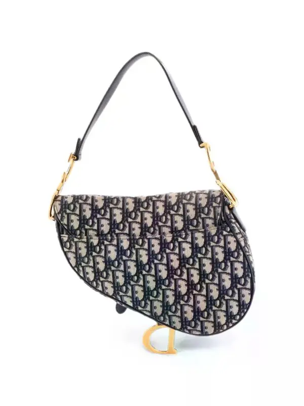 Dior Saddle Oblique Canvas Medium Shoulder Bag - Blue