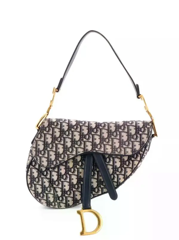 Dior Saddle Oblique Canvas Medium Shoulder Bag - Blue