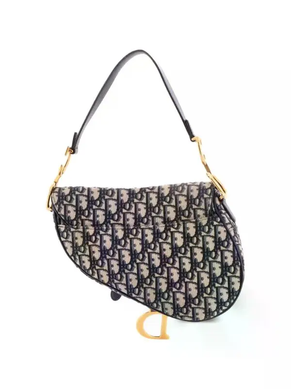 Dior Saddle Oblique Canvas Medium Shoulder Bag - Blue