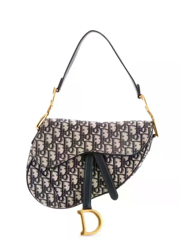 Dior Saddle Oblique Canvas Medium Shoulder Bag - Blue