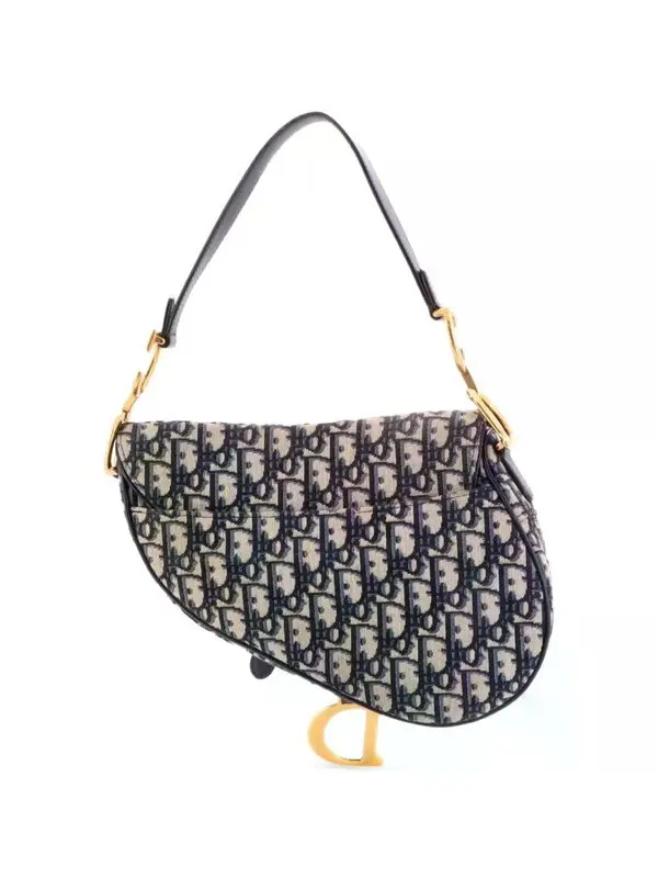 Dior Saddle Oblique Canvas Medium Shoulder Bag - Blue