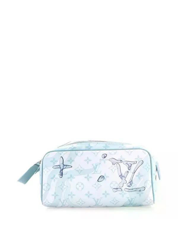 LOUIS VUITTON Dopp Kit Toiletry Limited Edition Aquagarden Monogram Canvas Pouch - Blue