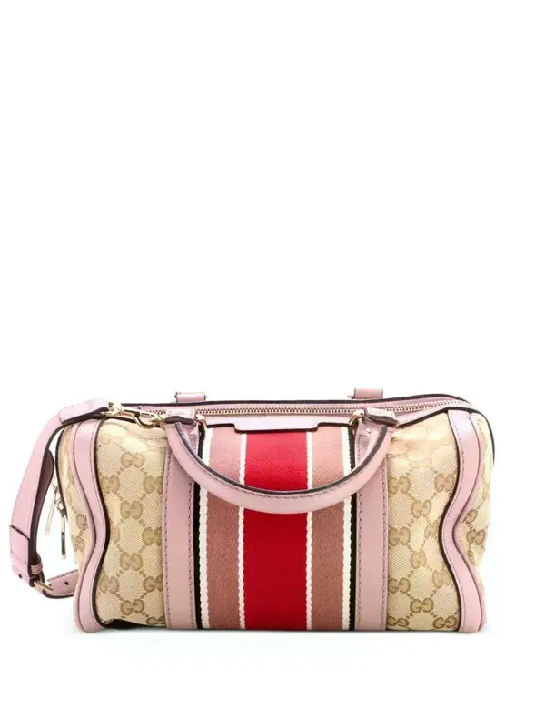 Gucci Gg Canvas Web Boston Bag - Brown