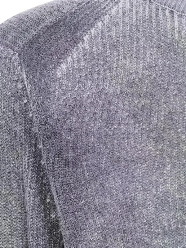 Emporio Armani Ribbed Virgin Wool Sweater With Mélange Print - Grey
