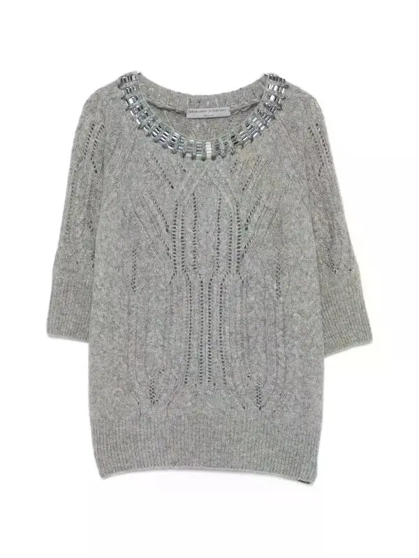 Ermanno Scervino Crystal-embellished Cashmere Sweater - Grey