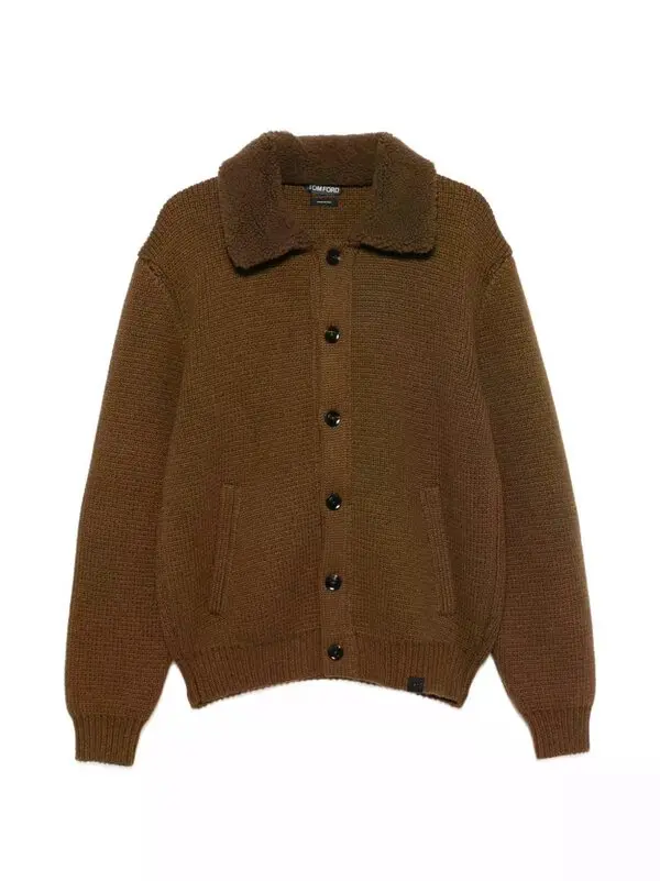 TOM FORD Shearling-collar Elbow-patch Cardigan