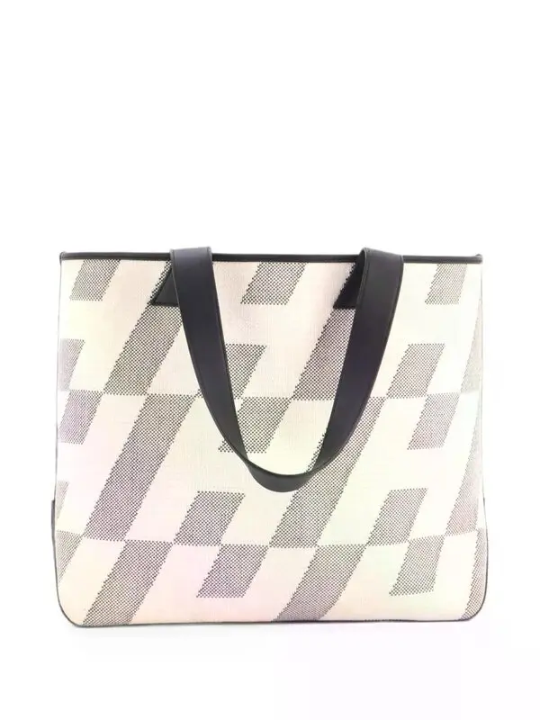 Hermès Cabas H En Biais Canvas With Leather 40 Tote Bag - Black