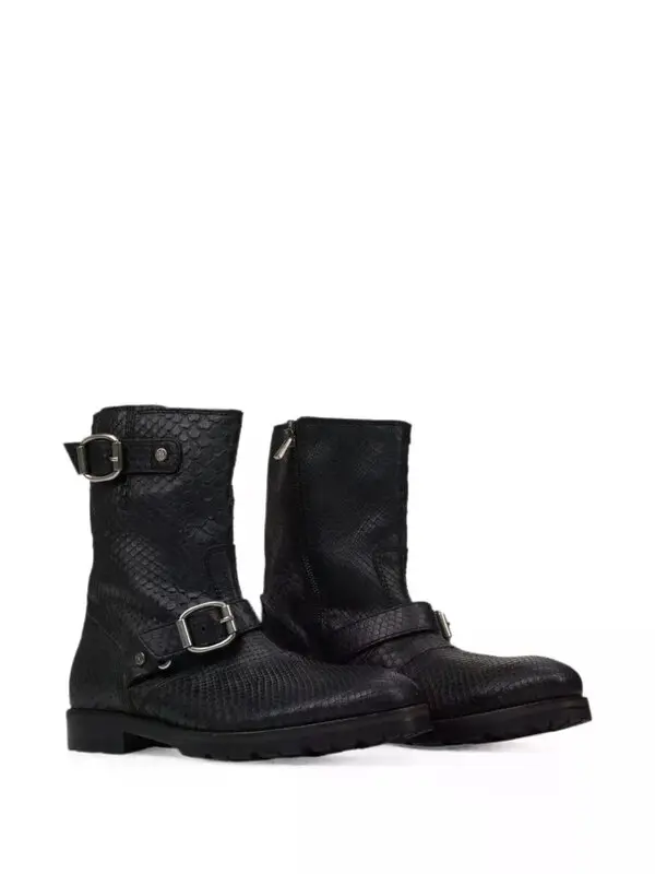 JIMMY CHOO Buckled Snakeskin Boots