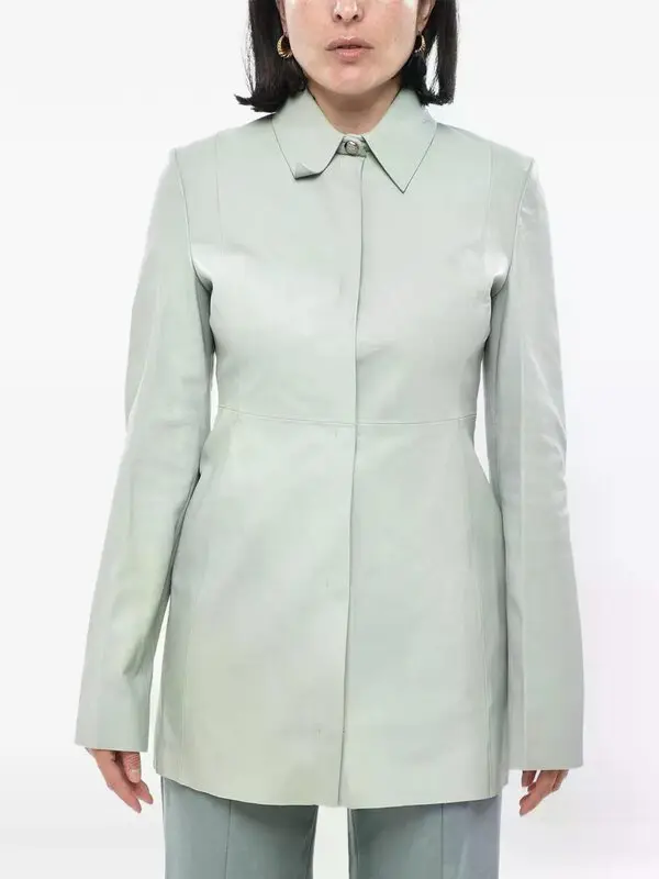 Off-White Long-sleeve Leather Shirt - Green