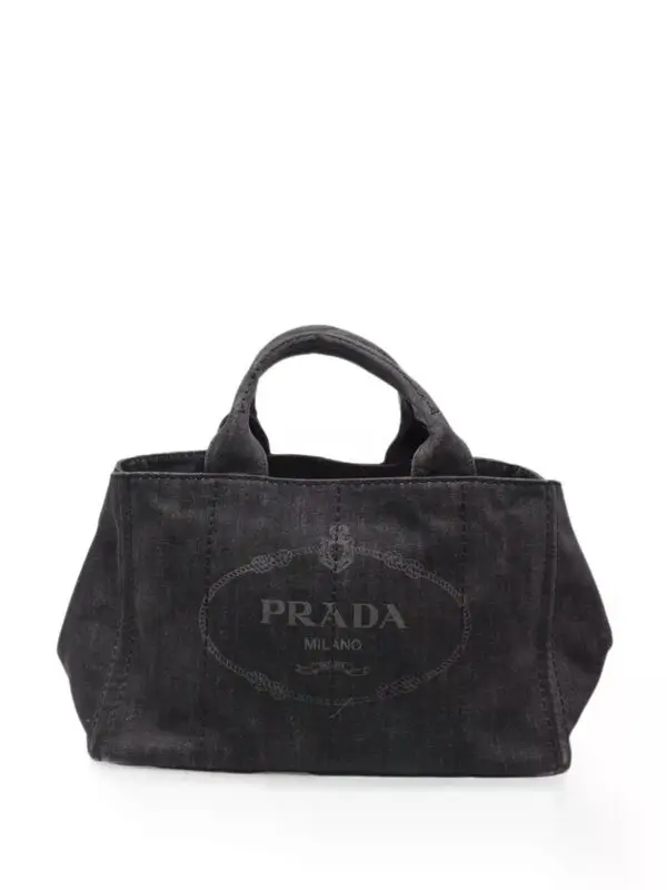 Prada 2020 Logo-print Tote Denim Bag