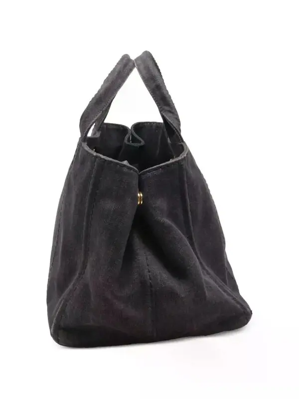 Prada Logo Print Denim Tote Bag