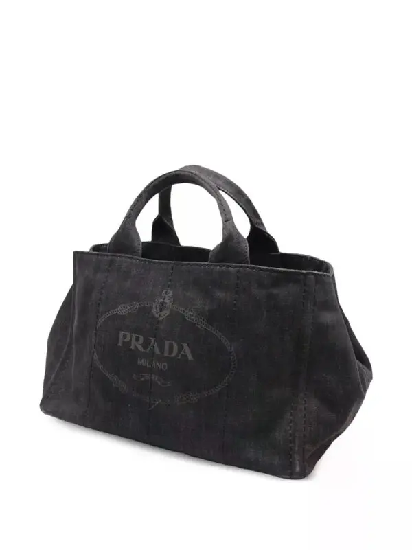 Prada Logo Print Denim Tote Bag