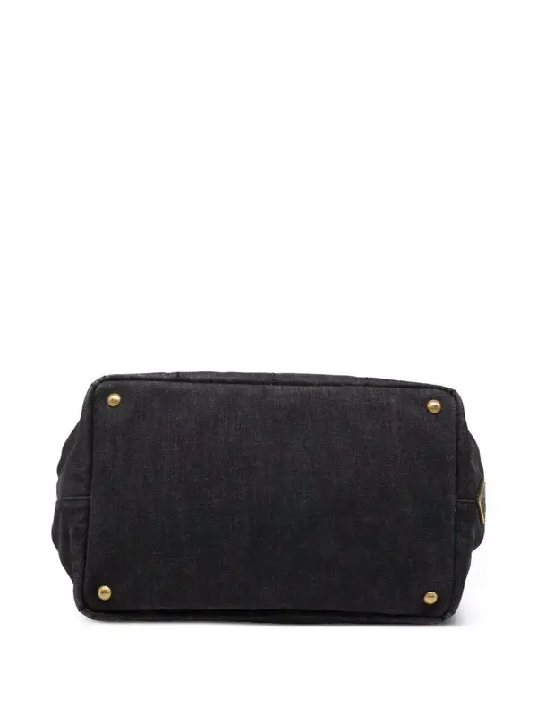 Prada Logo Print Denim Tote Bag