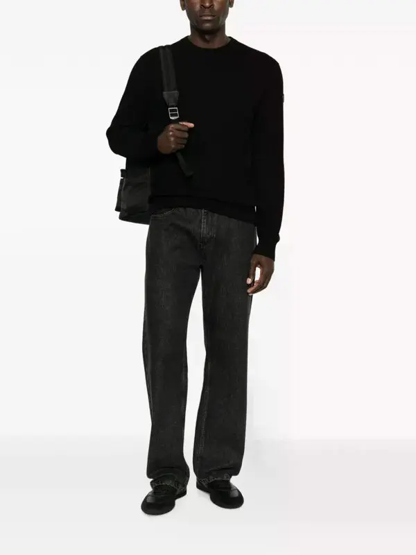 Moncler Textured Cashmere And Wool Sweater - Black