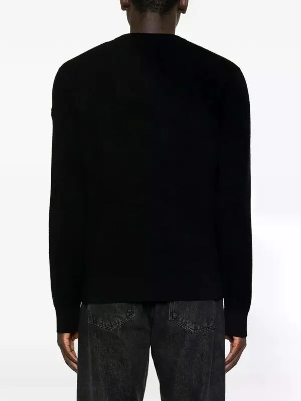 Moncler Textured Cashmere And Wool Sweater - Black