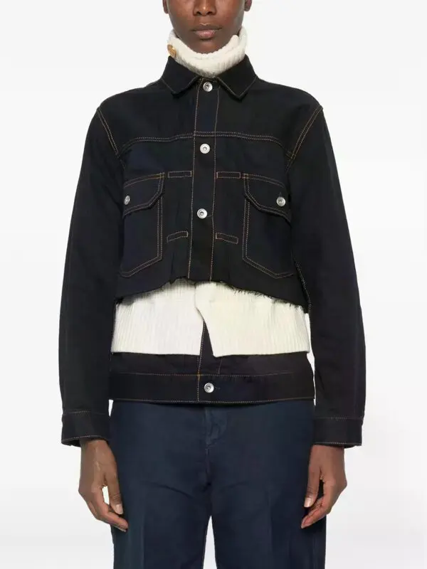 Sacai Layered Raw-cut Denim Jacket