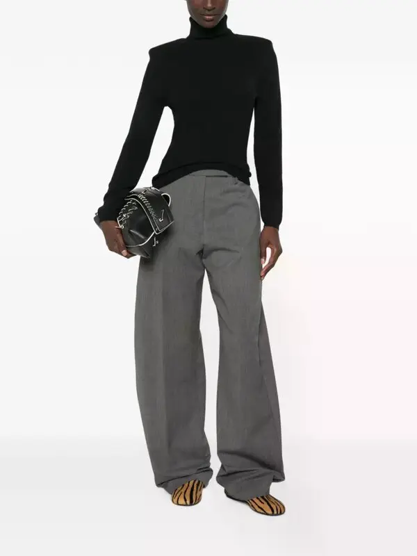 ALLUDE Padded-shoulder Turtleneck Sweater - Black