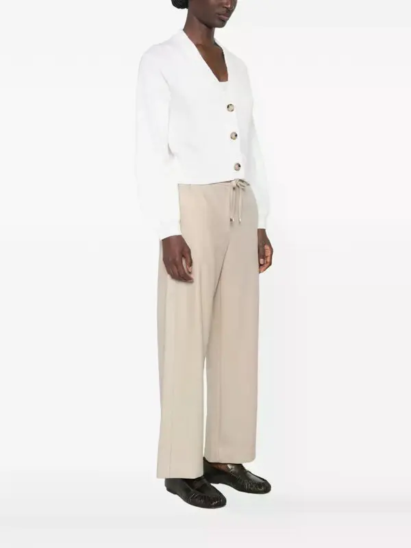 ALLUDE Ribbed-trim V-neck Cardigan