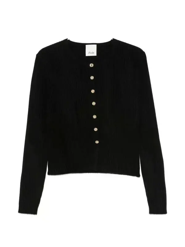 ALLUDE Ribbed-knit Button-up Cardigan
