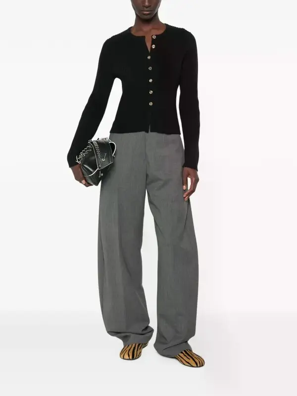 ALLUDE Ribbed-knit Button-up Cardigan