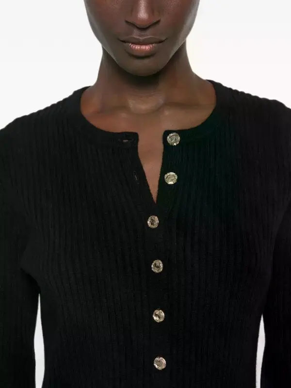 ALLUDE Ribbed-knit Button-up Cardigan