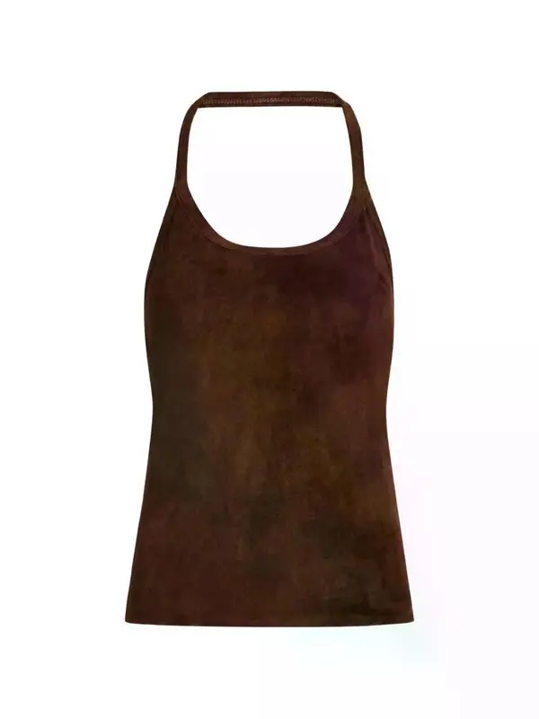 Stouls Halterneck Open-back Top In Suede - Brown