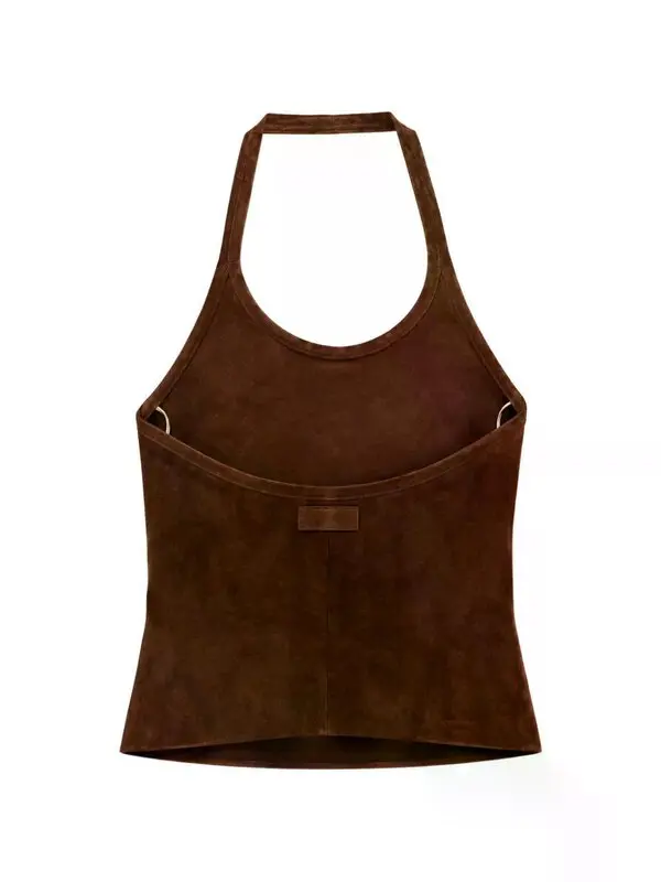 Stouls Halterneck Open-back Top In Suede - Brown
