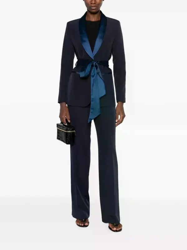 JE SUIS LE FLEUR Satin-lapel Belted Single-breasted Suit