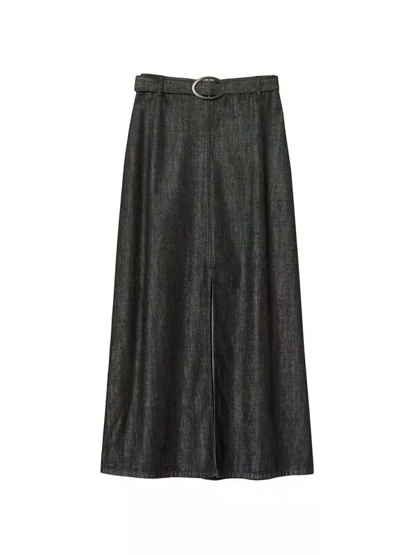TWINSET Long Flowing Denim Skirt - Black