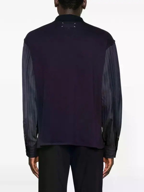 MAISON MARGIELA Pinstripe-sleeve Panelled Cotton Shirt - Blue