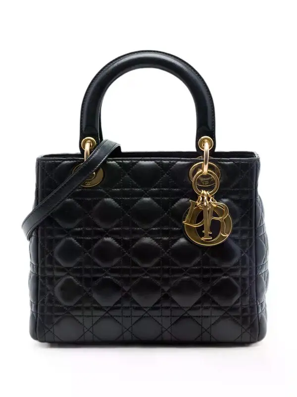 Dior 2011 Medium Lambskin Cannage Lady Satchel - Black
