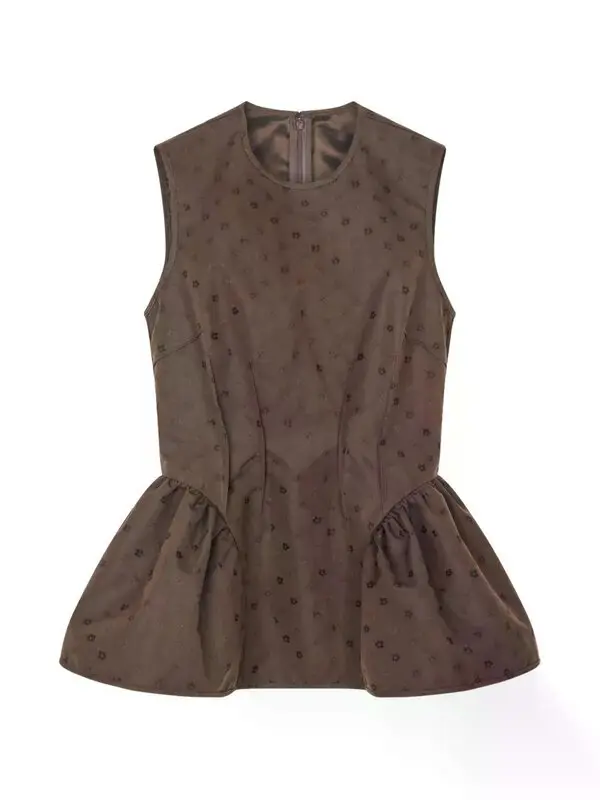 Cecilie Bahnsen Daimi Floral-jacquard Peplum Top - Brown