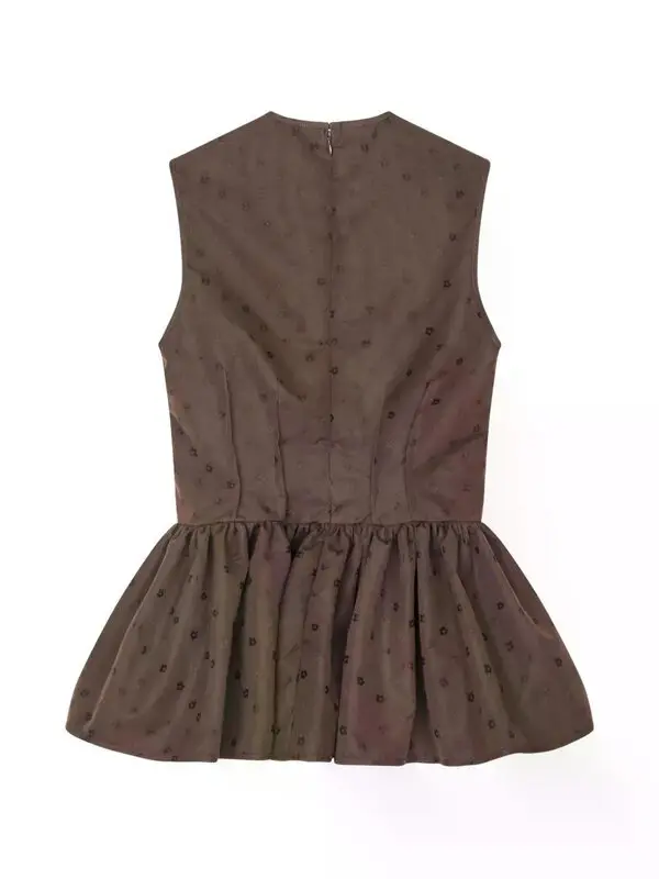 Cecilie Bahnsen Daimi Floral-jacquard Peplum Top - Brown