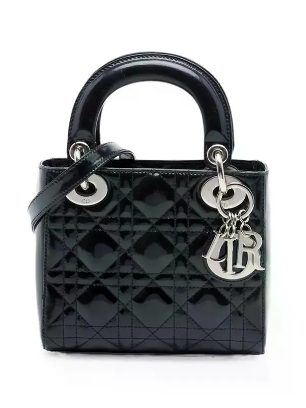 Dior 2010 Mini Patent Cannage Lady Satchel - Black