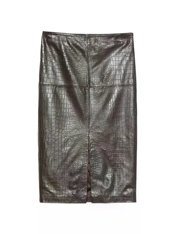 Federica Tosi Crocodile-effect Leather Midi Skirt