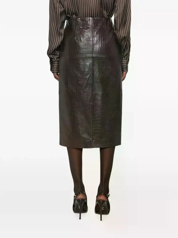 Federica Tosi Crocodile-effect Leather Midi Skirt