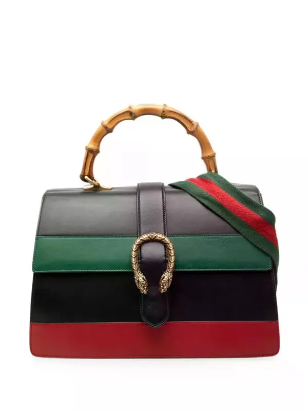 Gucci Calfskin Bamboo Web Dionysus Satchel - Black