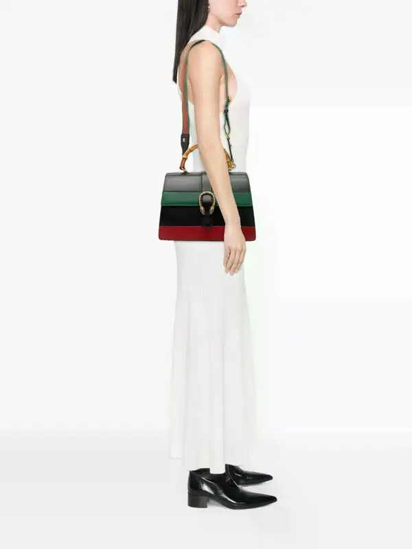 Gucci Calfskin Bamboo Web Dionysus Satchel - Black