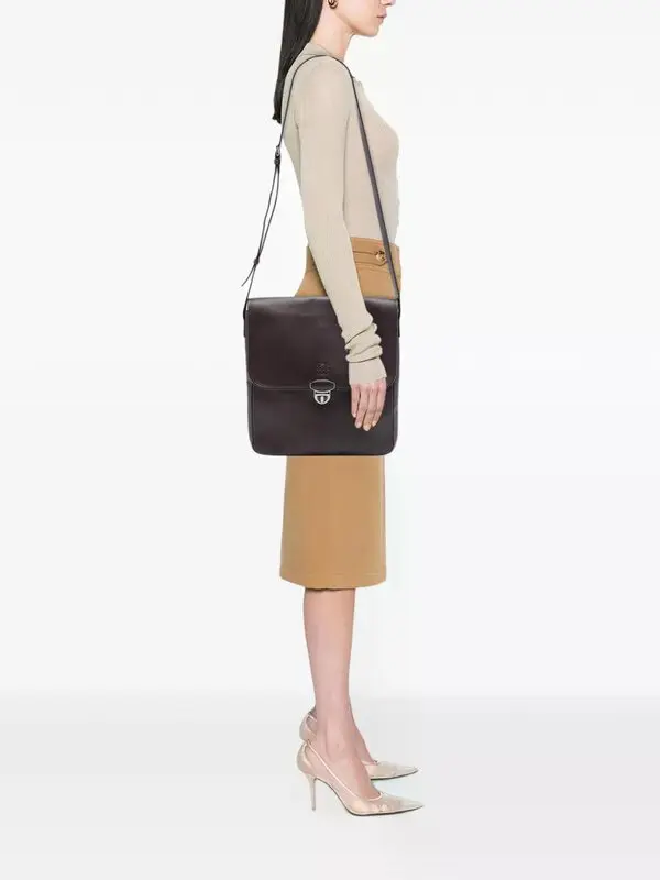 Loewe 2011 Leather Anagram Flap Crossbody Bag - Brown