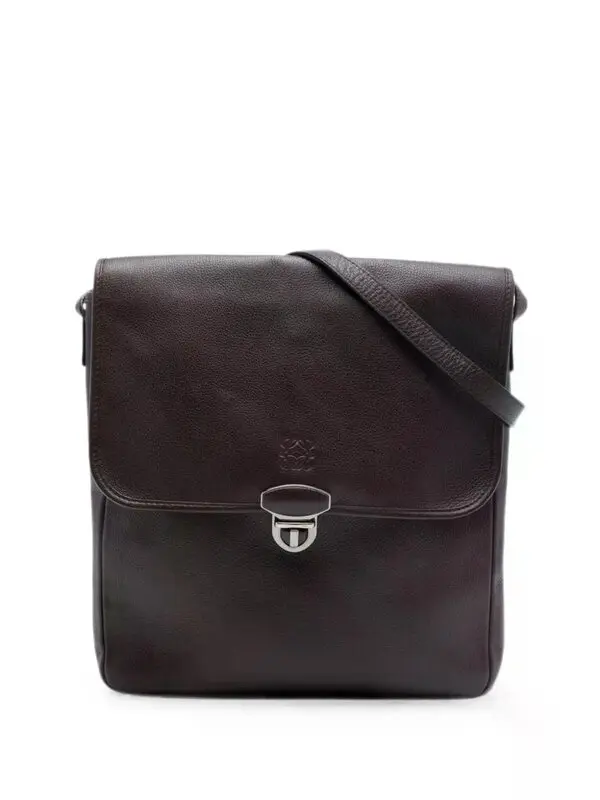 Loewe 2011 Leather Anagram Flap Crossbody Bag - Brown