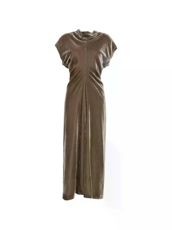 Agnona Velvet Ruched-waist Maxi Dress - Green