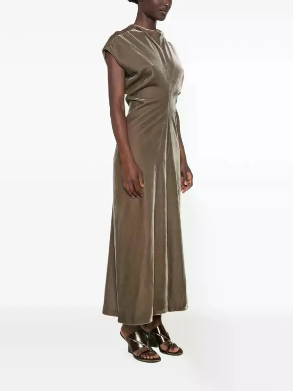 Agnona Velvet Ruched Waist Maxi Dress