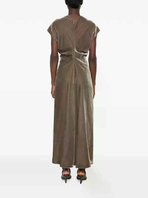 Agnona Velvet Ruched Waist Maxi Dress
