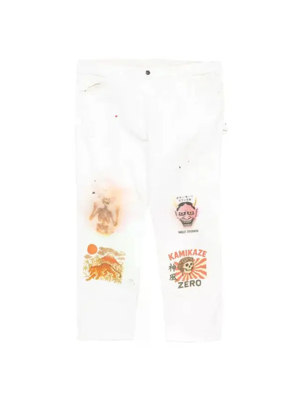 MELT Graphic-print Carpenter Jeans - White