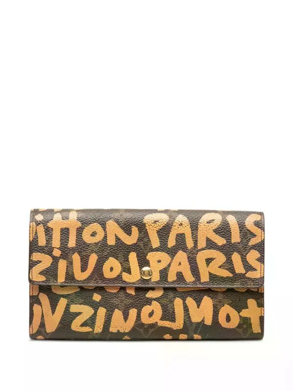 LOUIS VUITTON 2001 Stephen Sprouse Monogram Graffiti Porte Monnaie Credit Long Wallets