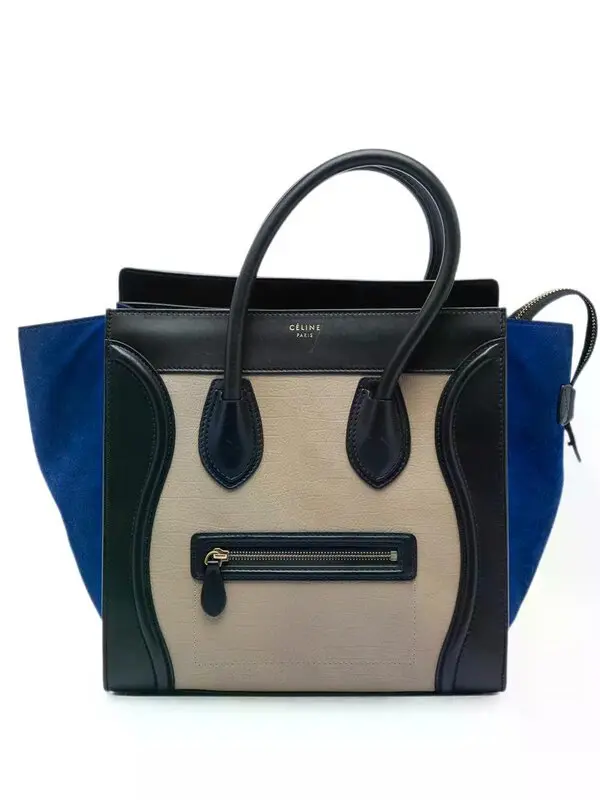 Celine 2013 Mini Tricolor Calfskin And Suede Luggage Tote Bag - Multicolour