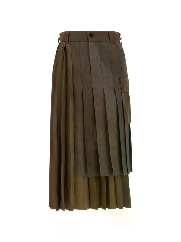 Sacai Asymmetrical Pleated Midi Skirt