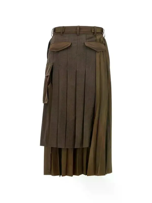 Sacai Asymmetrical Pleated Midi Skirt